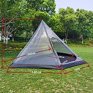 MCETO Outdoor Half Inner Mesh Tent,TX400PRO 5 Corner Tipi Hot Backpacking Hiking Bushcraft Travel Stove Equipment