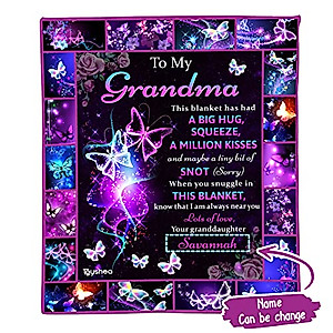 Toyshea to My Grandma Blanket Grandma Gift Blankets Soft Fleece Sherpa Throws Personalized Grandmother Gifts for Mothers Day from Grandchildren Grandson Granddaughter Gift for Birthday Christmas