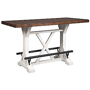 Signature Design by Ashley Valebeck Rustic Farmhouse 36" Counter Height Dining Table, Brown & White