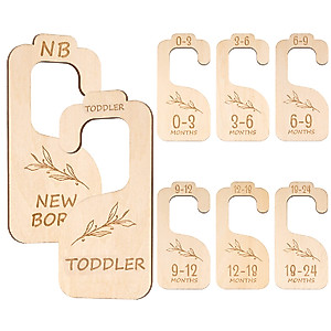 ABSOFINE Baby Closet Dividers, 8PCS Wooden Double Nursery Closet Size Dividers, Baby Closet Organizer Closet Dividers from Newborn to 24 Months for Baby Girls or Boys