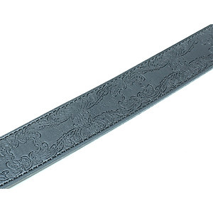 BC Belts Leather Belt Strap with Tooled Western Floral Leaf Embossed Pattern 1.5" Wide with Snaps (Black-S)