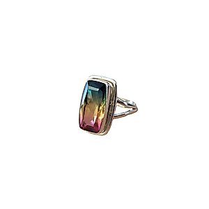 Multi Color Tourmaline Quartz Ring, 925 Solid Sterling Silver Ring, Handmade Boho Ring, Gemstone Ring, Gift for Her, Women Ring, All Ring US Size (10)
