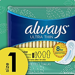 Always Ultra Thin Feminine Pads for Women, Slender FlexiWings, 36 Count