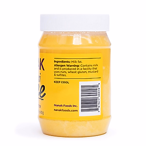 Nanak Desi Ghee Clarified Butter - Premium Quality, Keto Friendly, Certified Paleo, Lactose-Free, Source of Vitamins A & D Great Alternative for Butter Suitable for Cooking (14 oz)
