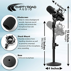M-900 Condenser XLR Microphone with Desktop Mic Stand Kit - Ideal for Home Recording Studio, Vocal, Singing, Podcast, Gaming, and Streaming - All Metal Construction - Empty Road Audio