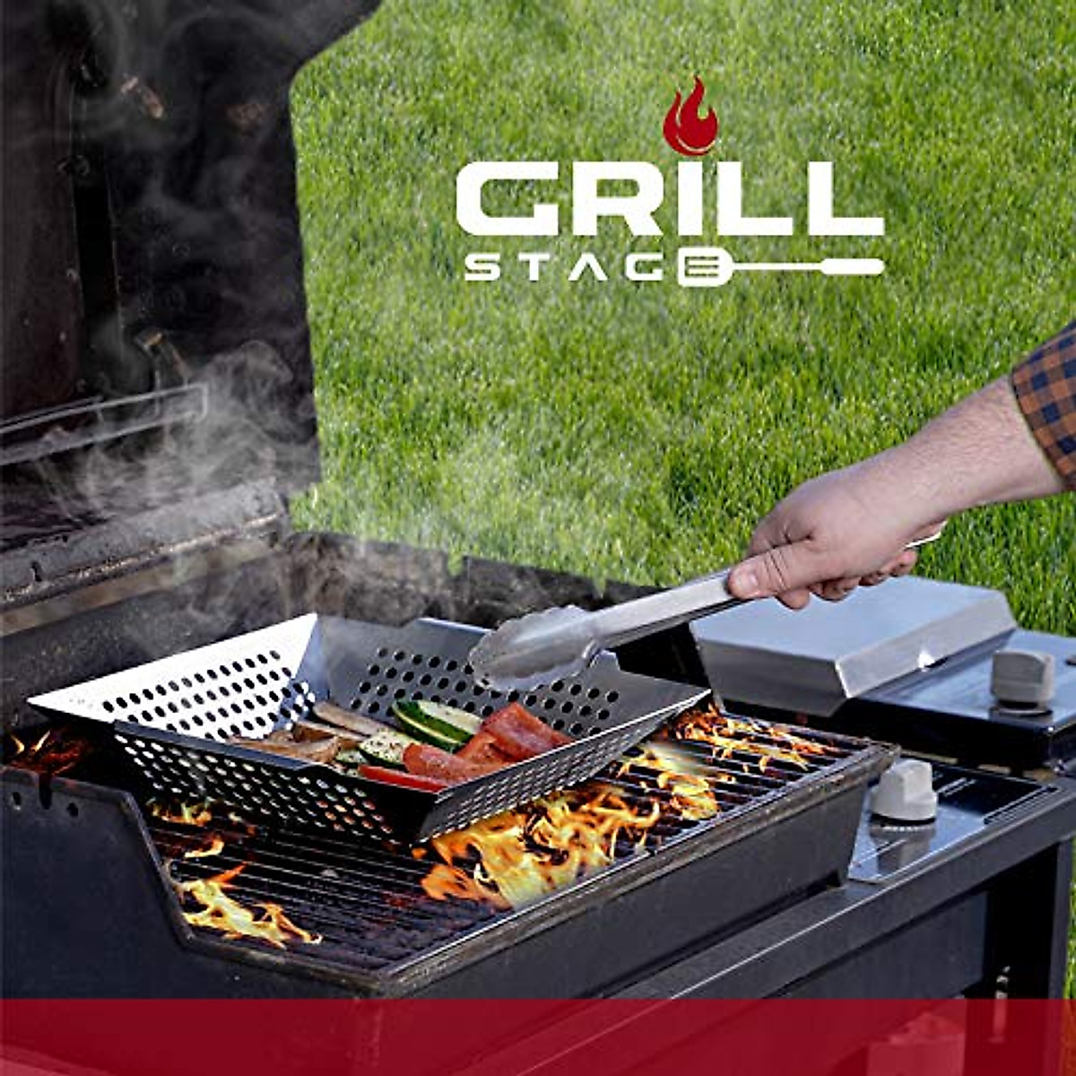 Heavy Duty Stainless Steel Vegetable BBQ Basket for Grilling - Large, Thick Veggie Grilling Basket is Perfect for Grills, Smokers & Even Indoor Use - Dishwasher Friendly & Easy to Clean Grill Basket