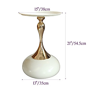 seonyou Small End Table Round Side Table, Cream Modern Metal Pedestal Table, Minimalist Accent Table for Small Spaces, Fluted Circle Decorative Drink Martini Table