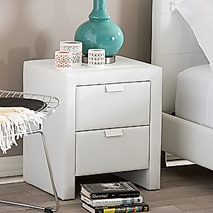 Baxton Studio Frey Upholstered Modern Nightstand, White