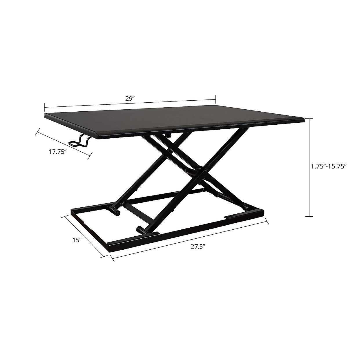 Stand Up Desk Store AirRise Adjustable Height Standing Desk Converter Monitor Stand (Black, 29")