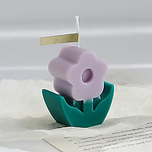 Flower Shaped Birthday Candles, Flower Scented Soy Wax Candles, Romantic Birthday Party Candles Valentine's Day Candles for Decorations (Purple)