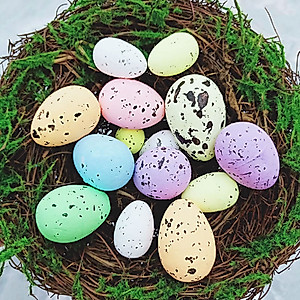 20pcs Easter Eggs Speckled Eggs Decorations Pastel Speckled Eggs Decorative Easter Eggs for Farmhouse Easter Spring Party Favors Basket Fillers Seasonal Table Setting Gnome (Yellow, One Size)