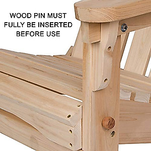 Shine Company 4658N Marina II Adirondack Folding Chair | Outdoor Foldable Wooden Rocking Chair for Garden, Backyard, Firepit, & Deck – Natural