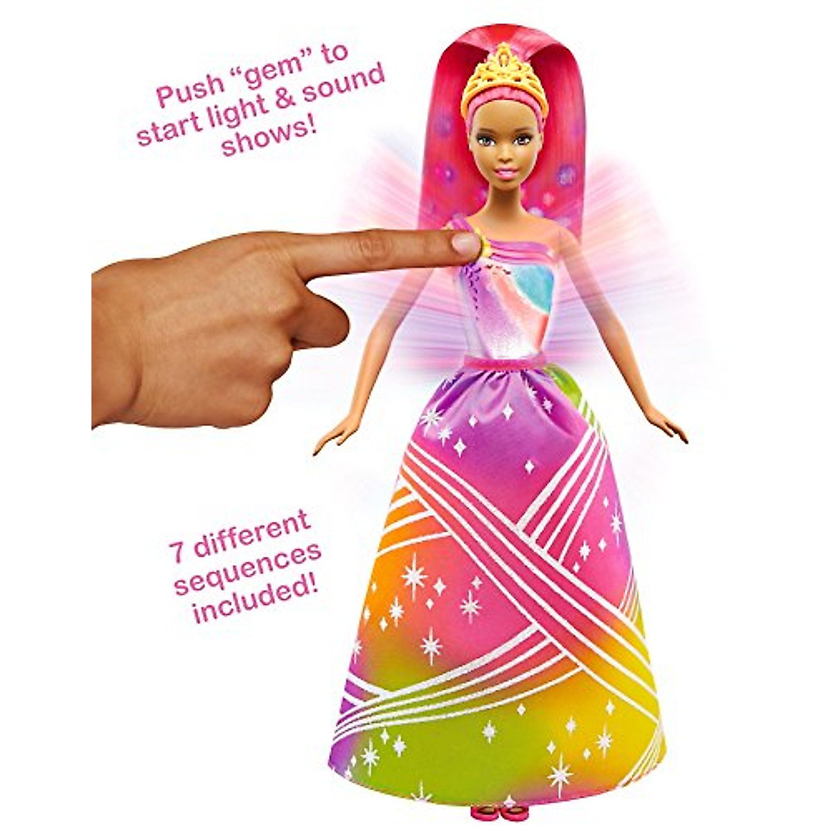 Barbie Rainbow Princess Lights and Sounds African-American Doll
