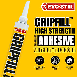Evo-Stik GRIPFILL Solvent Free Adhesive, Multi-Purpose, High Strength, Gap Filling, Colour: White