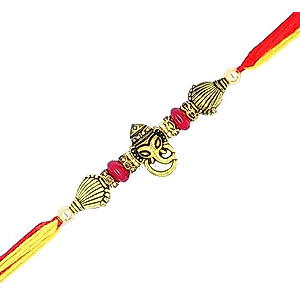 Vakratunda Ganesha Rakhi for Brother Multicolor Beautiful & Fancy Designer Thread Raksha Bandhan Rakhi for Loving Brother Bhai RURAKH009