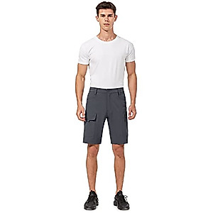 Hiauspor Men's Hiking Cargo Shorts 9"/10" Quick Dry Lightweight Waterproof for Golf Tactical Fishing Casual with 6 Pockets (Dark Grey, 36)