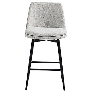 CHITA Counter Height Swivel Barstools, Upholstered Fabric Bar Stools Set of 2, Metal Base, 27.2" Seat Height, White