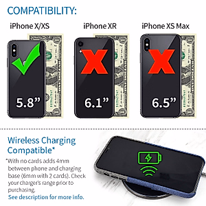 Dockem Wallet Case for iPhone X/XS (5.8"): Built-in Metal Plate for Magnetic Mounting & 2 Credit Card Holder Slots (Luxe M2 Synthetic Leather, Blue & Grey)