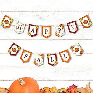 Happy Fall Banner Set for Autumn Party Decoration Fall Harvest Celebration Decor Thanksgiving Hanging Garland for Birthday Baby Shower Wedding Party Supplies