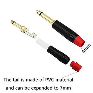 XMSJSIY 1/4" Audio Plug, 6.35 Mono Male Connector, Gold-Plated TS Plug for Guitar/Speaker/Microphone Cable etc (4 Pack)