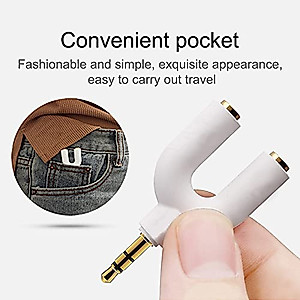 Meideli Audio Converter Headphone Jack Dongle Fast Transmission Metal 1 Male to 2 Female 3.5mm Jack Splitter for Earphone White