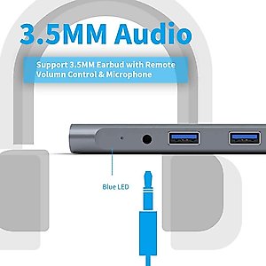 USB C HUB, 5 in 1 Type C Port Adapter with HDMI 4K, 3.5mm Audio Output, USB 3.0, USB 2.0, USB-C PD Charging, Type-C Docking Station for MacBook pro, iPad, Nintendo