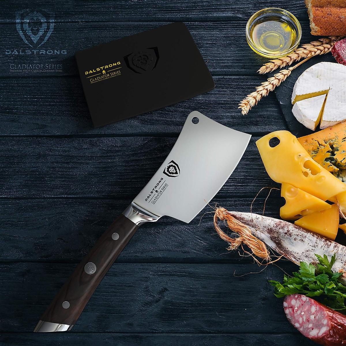 Dalstrong Meat Cleaver Knife -4.5"- Gladiator Series Elite-Heavy Duty Giftable Kitchen Knife - Black Handle-Razor Sharp Knife-Forged High Carbon German Steel -w/Sheath-NSF Certified