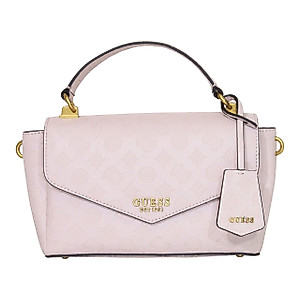 GUESS womens Zanelle Top Handle Flap, White Logo, one size US