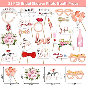 23 PCS Wedding Bridal Shower Photo Booth Props and Inflatable Selfie Photo Frames,Rose Gold Bride to Be Selfie Photo Booth Frame Props,Wedding Decoration Bachelorette Engagement Party Favor Supplies