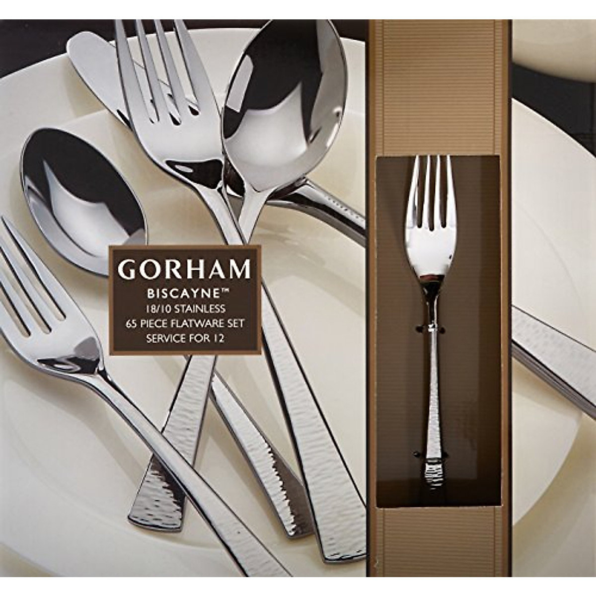 Gorham 871430 Biscayne 65-Piece Stainless Flatware Set, Silver
