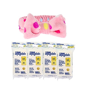 T. Taio Esponjabon Skin Lightening Pearl Soap Sponge (Concha Nacar) Pack of 4 Bundle with Premium Penguin Spa Bow Headband- Designs May Vary