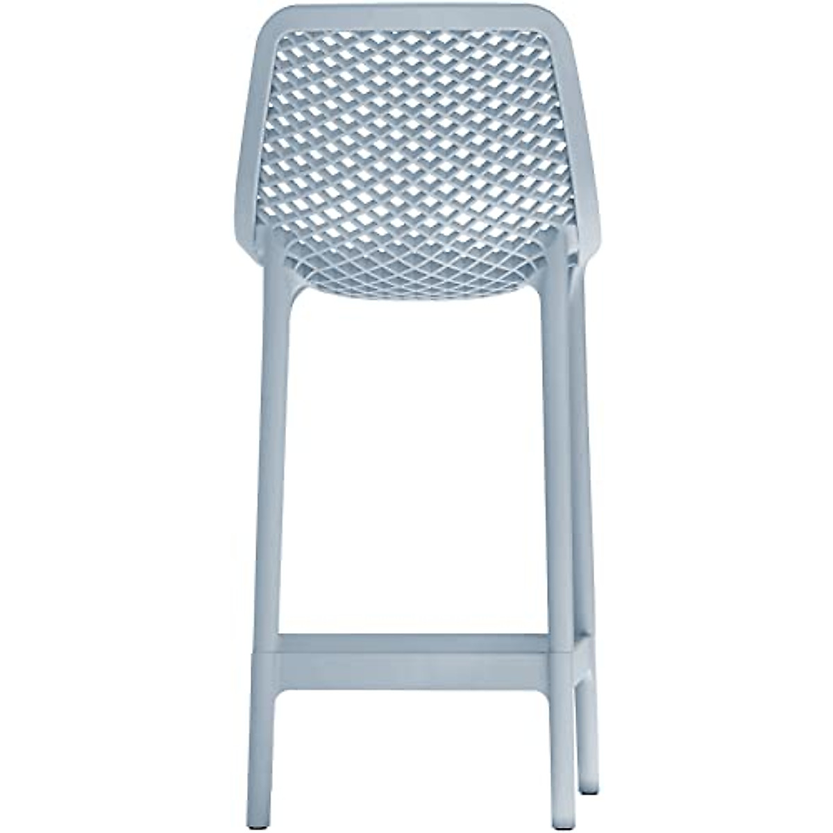 Meridian Furniture 330SkyBlue Mykonos Collection Modern | Contemporary Outdoor Patio Stool with Sky Blue Polypropylene Plastic, Weather Resisting, 17.5" W x 21" D x 38" H, Blue, Set of 4