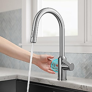 KRAUS Oletto Touchless Sensor Pull-Down Single Handle Kitchen Faucet in Spot-Free Stainless Steel, KSF-2830SFS