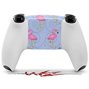 WraptorSkinz Skin Wrap compatible with Sony PS5 DualSense Controller Flamingos on Blue (CONTROLLER NOT INCLUDED)