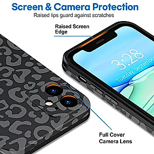 Hython Case for iPhone 11 Case Leopard, Matte Black Cheetah Print Pattern Design [Not Rub Off], Cute Slim Soft TPU Shockproof Protective Phone Case Cover for Women Men, Black Leopard Print