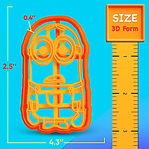 Cookie Cutter by 3DForme,For Minion Baking Cake Fondant Frame Mold for Buscuit, Set 2 Piece Made in Ukraine
