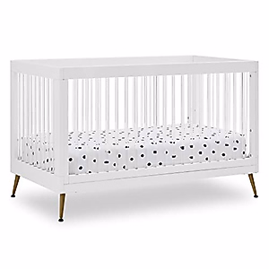 Delta Children Sloane 4-in-1 Acrylic Convertible Crib - Includes Conversion Rails, Bianca White w/Melted Bronze