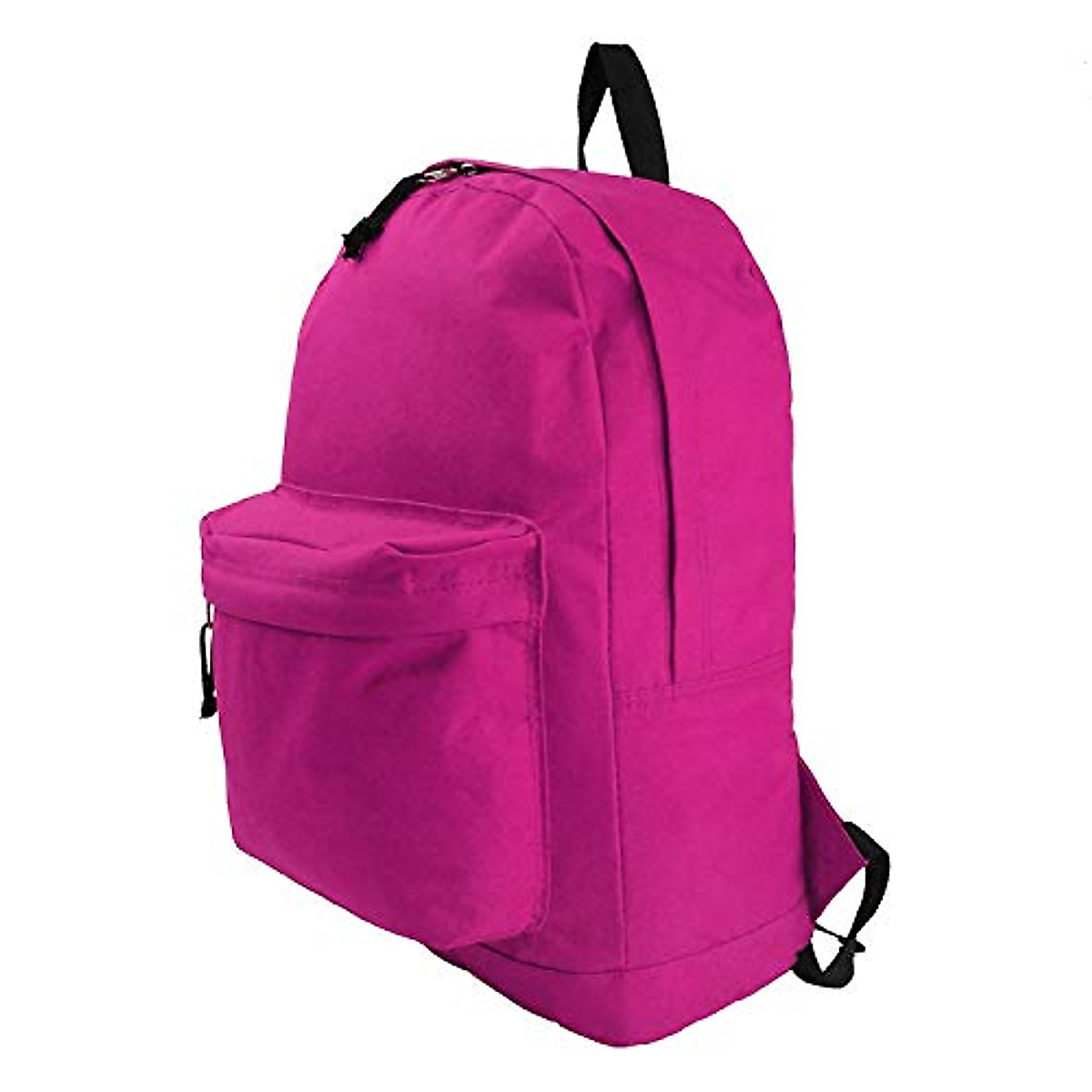 K-Cliffs Classic Bookbag Basic Backpack Simple School Book Bag Casual Student Daily Daypack 18 Inch with Curved Shoulder Straps Hot Pink