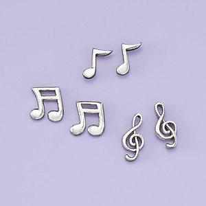 Ross-Simons Sterling Silver Jewelry Set: 3 Pairs Of Musical Note Stud Earrings