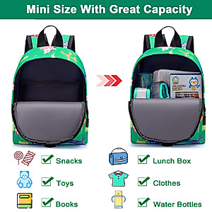 Accmor Toddler Harness Backpack Leash, Baby Dinosaur Backpacks with Anti Lost Wrist Link, Cute Mini Child Backpack Wristband Tether Strap and Protection Leashes for Baby Boys (Green)