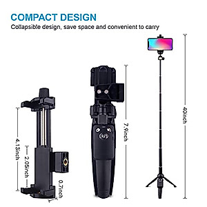 Phone Tripod, LATZZ 40 Inch iPhone Stand, Tripod for iPhone with Wireless Remote Control, Tripod for The iPhone 14/13/12/11 Pro/Xs MAX/XR/X/8/7P/Galaxy Note 20/S21/S20/S10, More