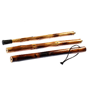 SE 3 Piece 55" Detachable Wood Walking/Hiking Stick - Asian Bianbai with Metal Tip, Reinforced Rubber Tip, and Water-Resistant Travel Pouch - Portable and Durable for Outdoor Adventures