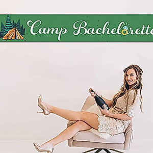 Camp Bachelorette Large Banner Sign Backdrop,Bachelorette Weekend In The Woods Glamping Lake Party Decorations Supplies, Party Decor Lawn Sign Yard Sign 9.8x1.6ft