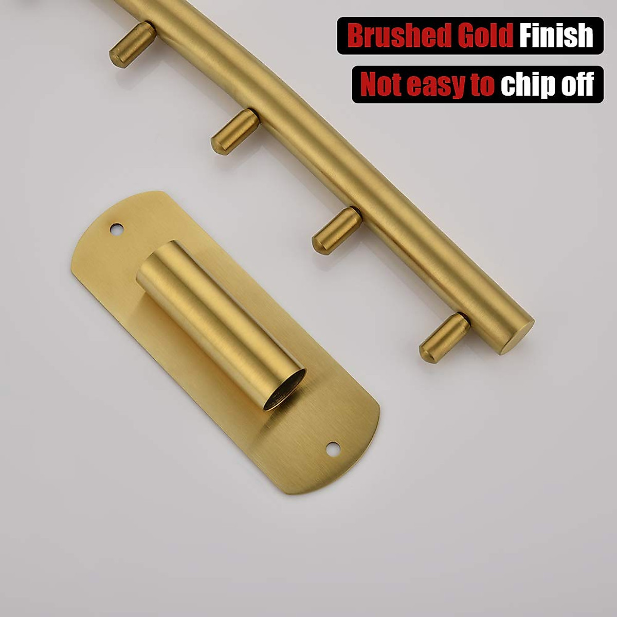 JQK Folding Clothes Hanger Rack, Stainless Steel Swing Arm Hook Holder, Clothing Hanging System Drying Closet Storage Organizer Brushed Gold Wall Mount, SHR100-BG