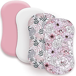 AMROSE 4 Pack Heavenly Soft Bassinet Sheets for Baby Girls, Universal Fitted for Various Cradle and Bassinet Mattress Pad, Silk Touch Gentle Breathable Microfiber, Floral & Leaf