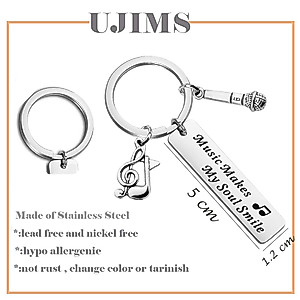 UJIMS Music Lovers Gift Singer Microphone Keychain Music Makes My Soul Smile Gift for Music Teachers Musicians (Singer Microphone Keychain)