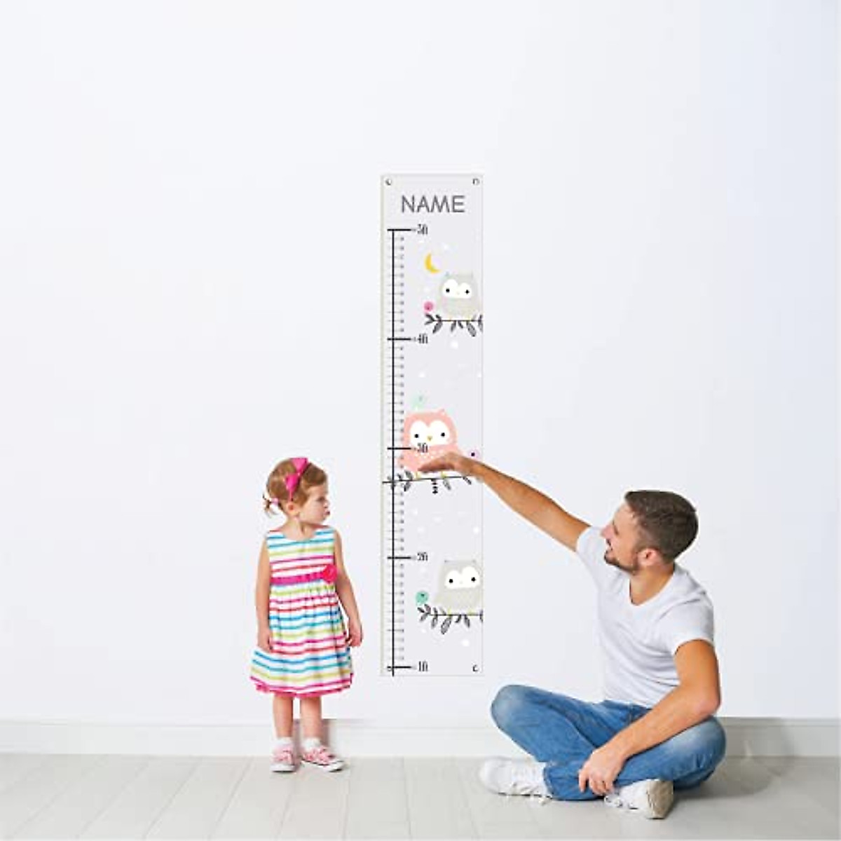 Personalized Kids Canvas Growth Chart, Height Chart, Growth Chart Banner, Cute Owl