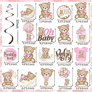 Bear Baby Shower Party Hanging Swirls We Can Bearly Wait Ceiling Streamers Bear Baby Shower Decorations 20Pcs We Can Bearly Wait Baby Shower Hanging Decorations for Girls Bear Birthday Party Supplies