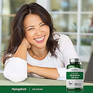 Selenium 200mcg | 300 Vegetarian Capsules | Yeast Free Selenium Supplement | Non-GMO, Gluten Free | by Piping Rock