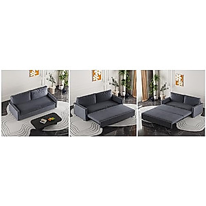 YUNLife&Home Pull Out Sleeper Sofa Bed,Convertible Futon Loveseat Sofá 3-in-1,Chaise Lounge Chair Velvet Upholstery 2-Seat Couch Reversible Folding Guest Daybed,USB Port,Queen Size,600lb Capacity
